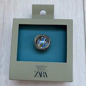 Zara | Jewelry | Zara Round Glass Ring Size Med Limited Edition Med ...